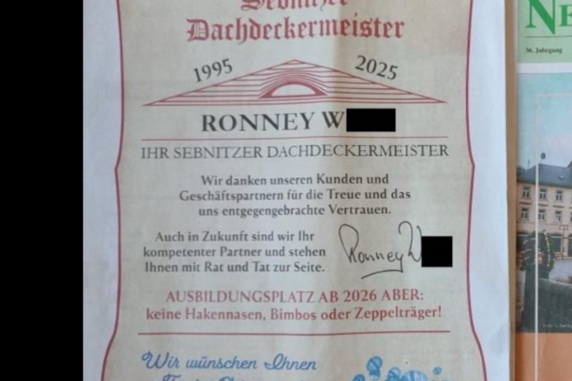 Dachdecker in Sebnitz: Rassistische Azubi-Suche in Sachsen sorgt für ...